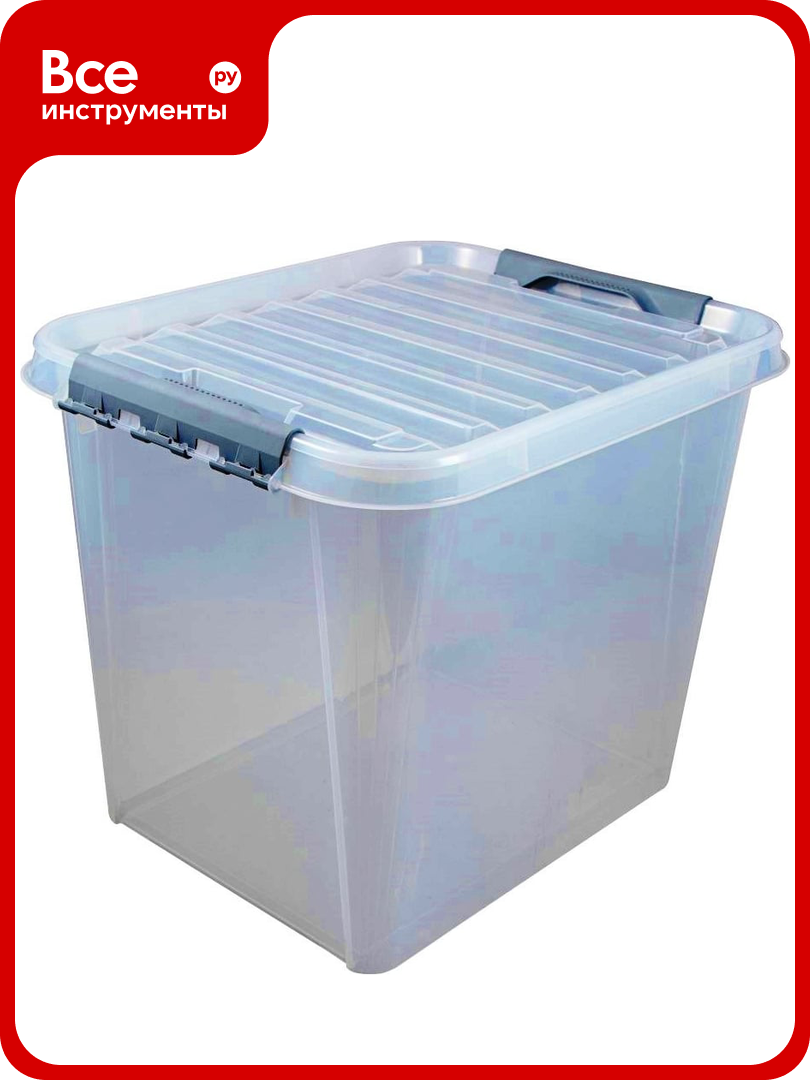 Ящик для хранения с крышкой полимербыт профи Комфорт 50 л, прозрачный 63200796 437960000, из внешней среды в контейнер