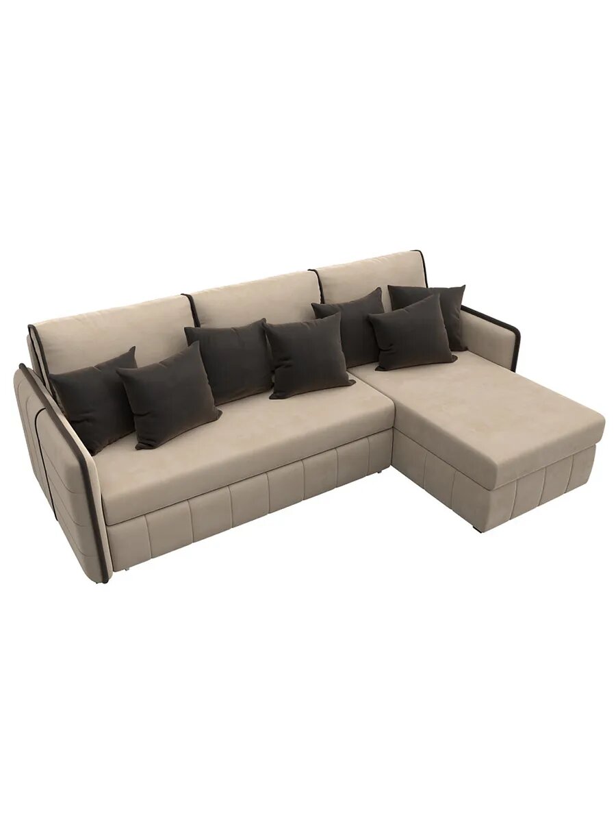 Диван угловой Грация 215x163x90 см, спальное место 151х200 см, ящик для белья, угол справа, велюр