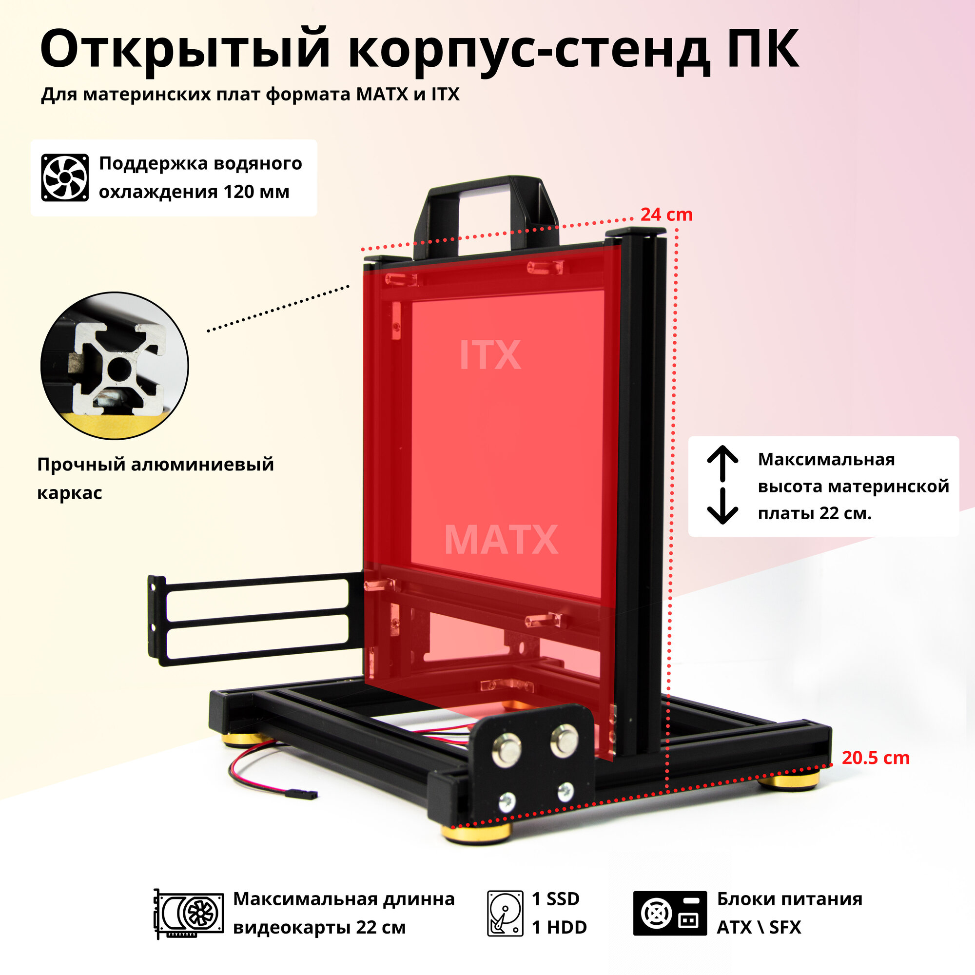 Компьютерный корпус открытый корпус-стенд ПК Mini-ITX Micro-ATX
