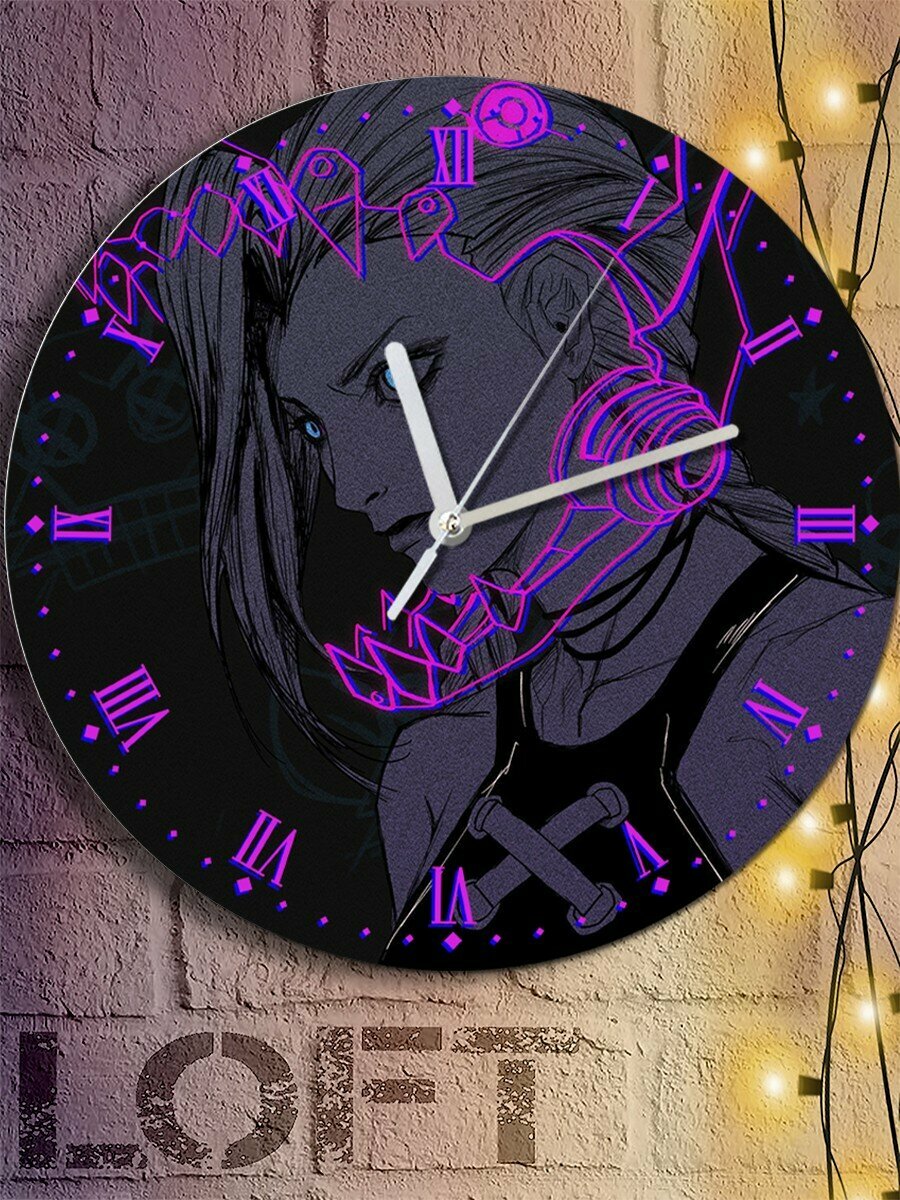 Настенные часы УФ с принтом сериалы аркейн (лига легенд, джинкс, кейтлин, вай, league of legends) - 7389