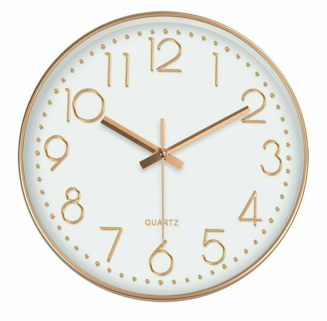 Часы настенные бесшумные интерьерные с арабскими цифрами и плавным ходом для гостиной спальни детской офиса, d- 30 см