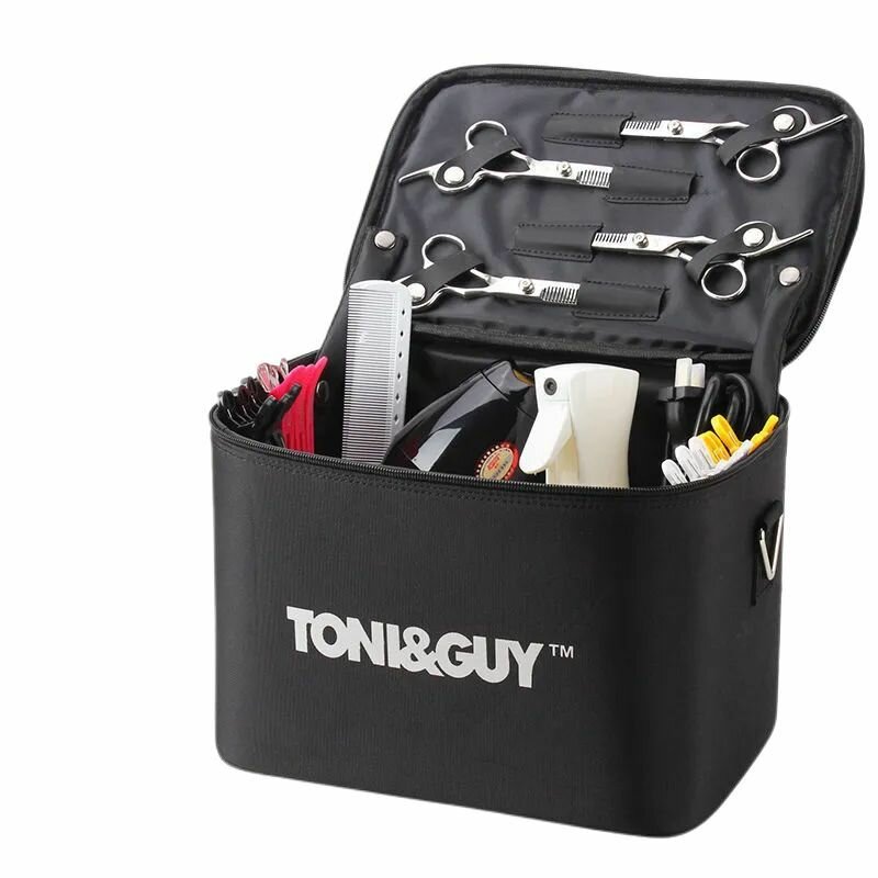 Сумка для инструментов парикмахера Toni&Guy, ткань, для парикмахерской, органайзер, черная/белая