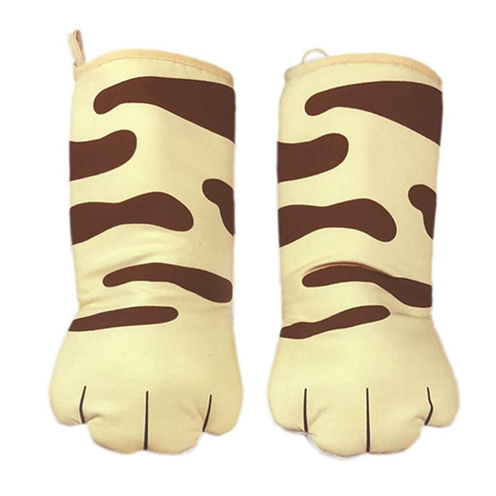 Домашняя 3D мультяшная кошачья лапка Ofenhandschuhe Lange Baumwolle Backen Isolierung Handschuhe Mikrowelle hitzebeständig rutschfeste Küchenhandschuhe 1
