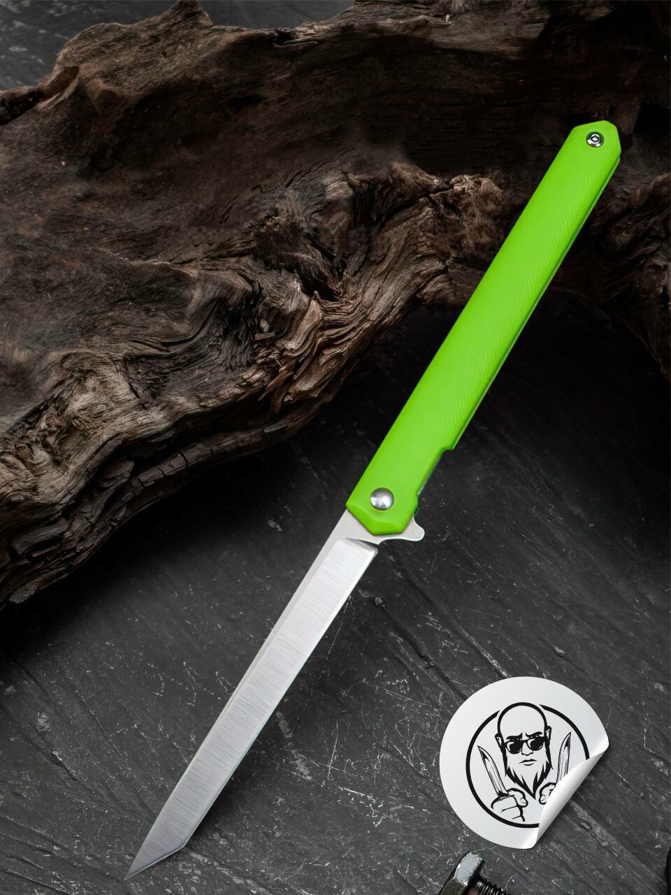 Нож складной туристический из стали 8Cr13MoV салатовый для мелких бытовых задач танто