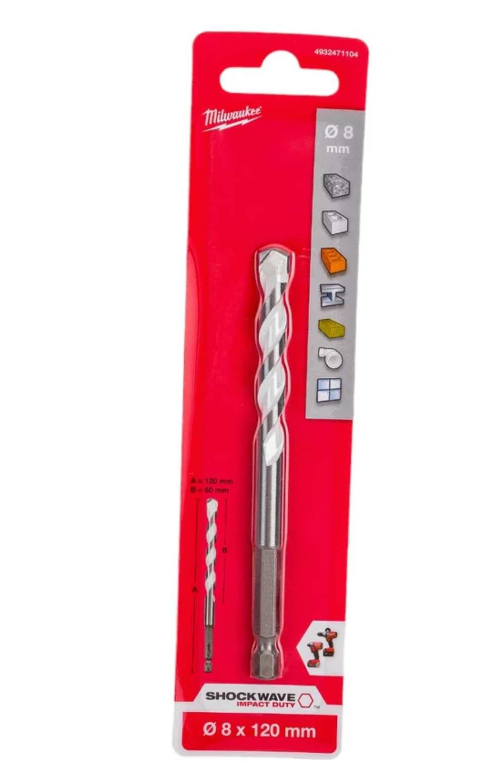 Сверло Milwaukee HEX по мультиматериалам 8x120 4932471104