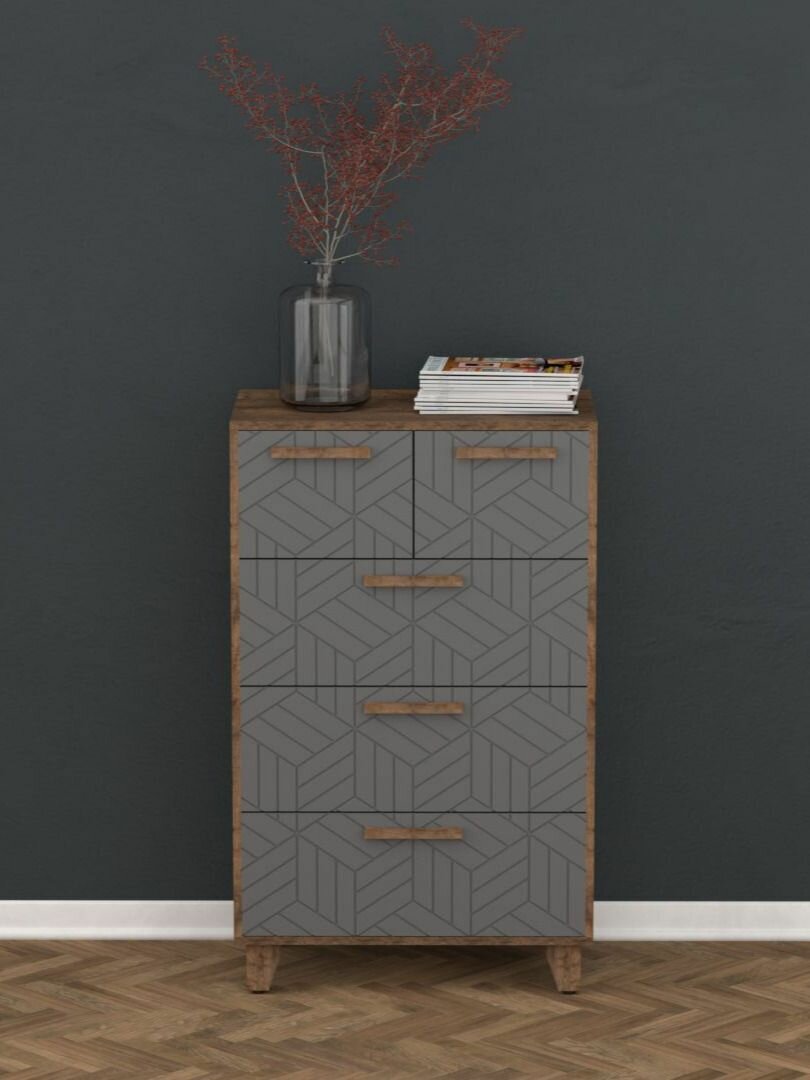 Комод с ящиками Амстердам Дуб Самдал /Серый графит (12 Стульев)