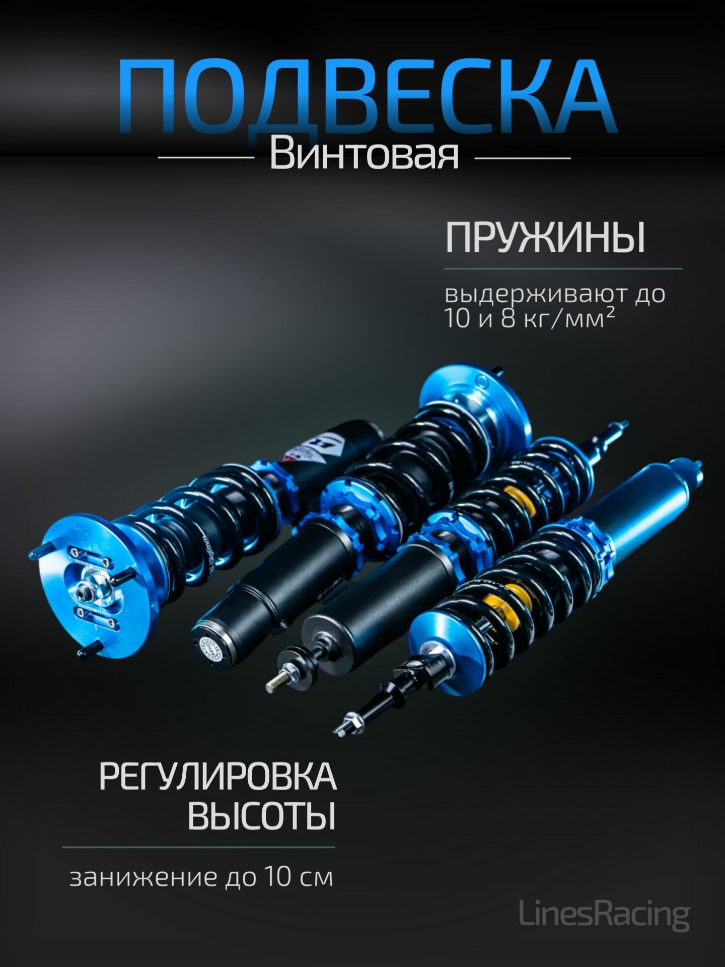 Комплект винтовой подвески LinesRacing для BMW 3 Серия 2004-2013 (E90, 91, 92, 93) совмещенного, перевернутого типа с регулировками, SD-144