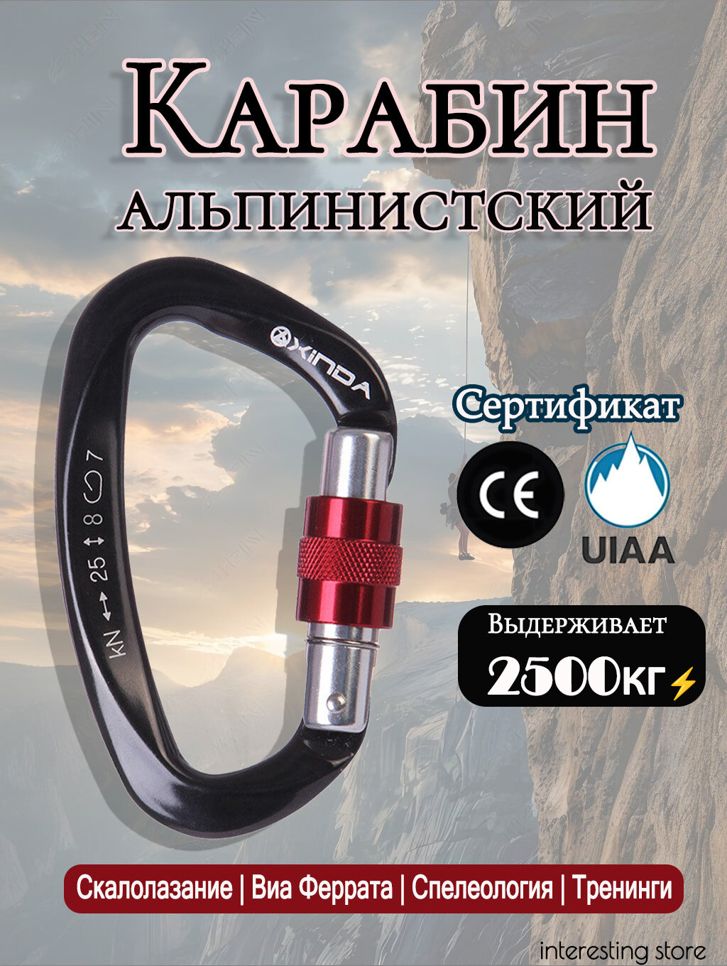 Summit Pursuit Карабин альпинистский, длина: 100 мм, 1 шт，Крючок 25KN