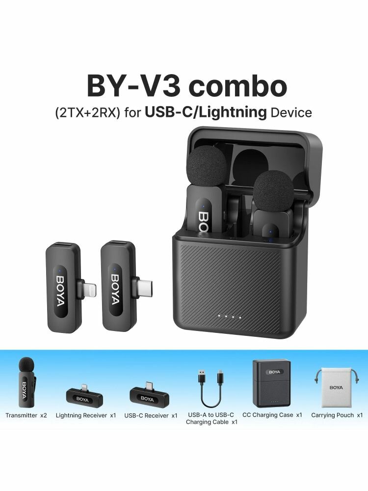 BOYA BY-V3 Combo Mini Беспроводной Петличный Микрофон Для Видеоинтервью В Прямом Эфире Видеоблога