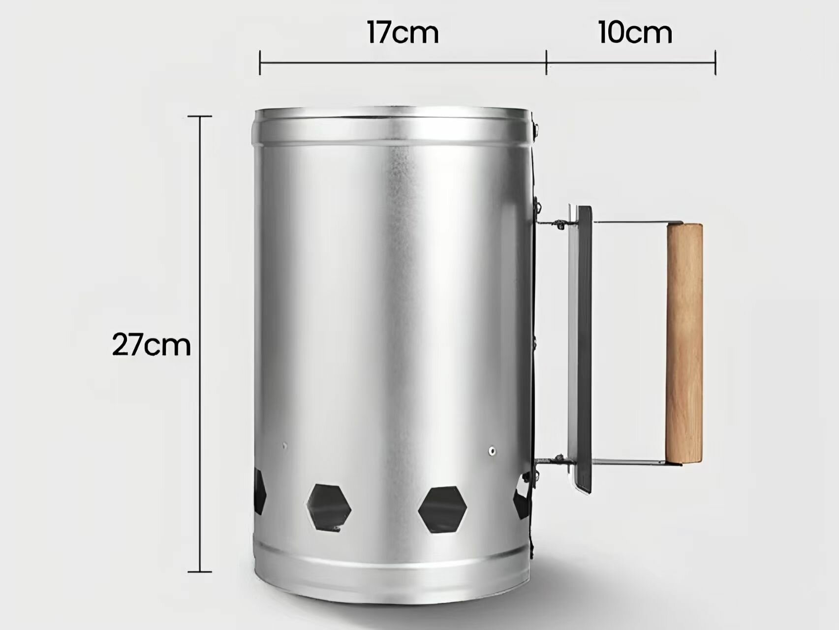 Стартер кружка для розжига угля для шашлыка из нержавеющей стали ПечУрок, размер 19х19х30 см