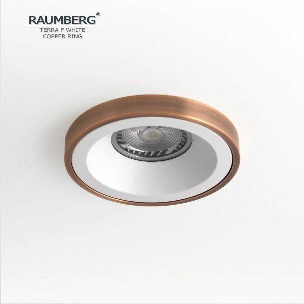 Встраиваемый неповоротный светильник RAUMBERG TERRA French Gold Copper, цвет- золотой с внешним кольцом цвета медь, под светодиодную лампу GU10