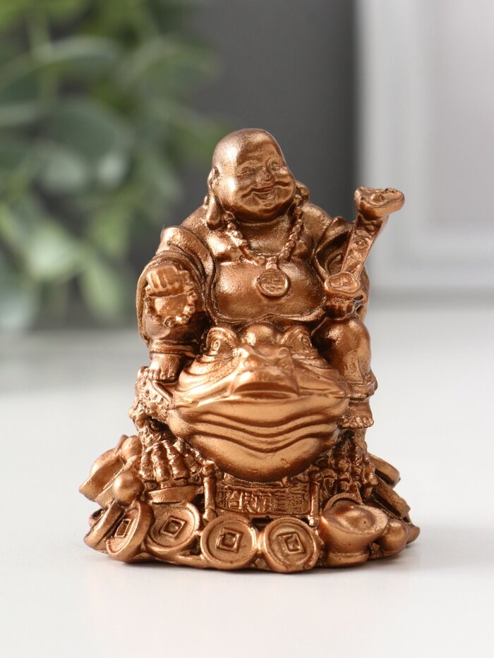 Фигурка гипс «Хотей на жабе», 7×5.5×5.5 см, бронза