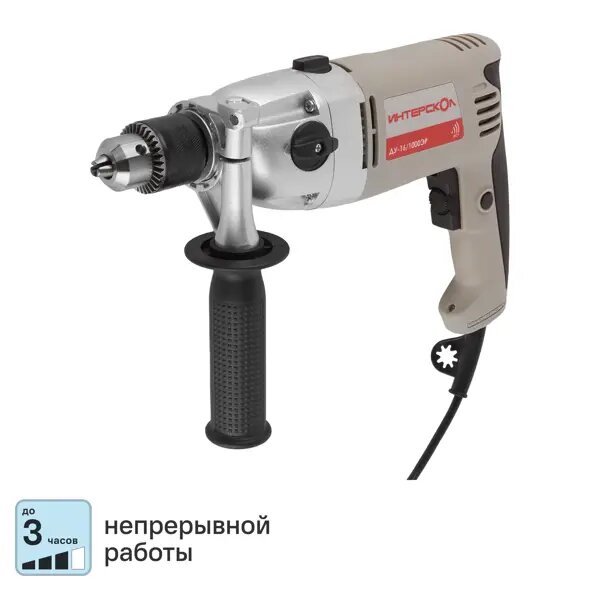 Дрель сетевая ударная Интерскол ДУ-16/1000ЭР, 1000 Вт