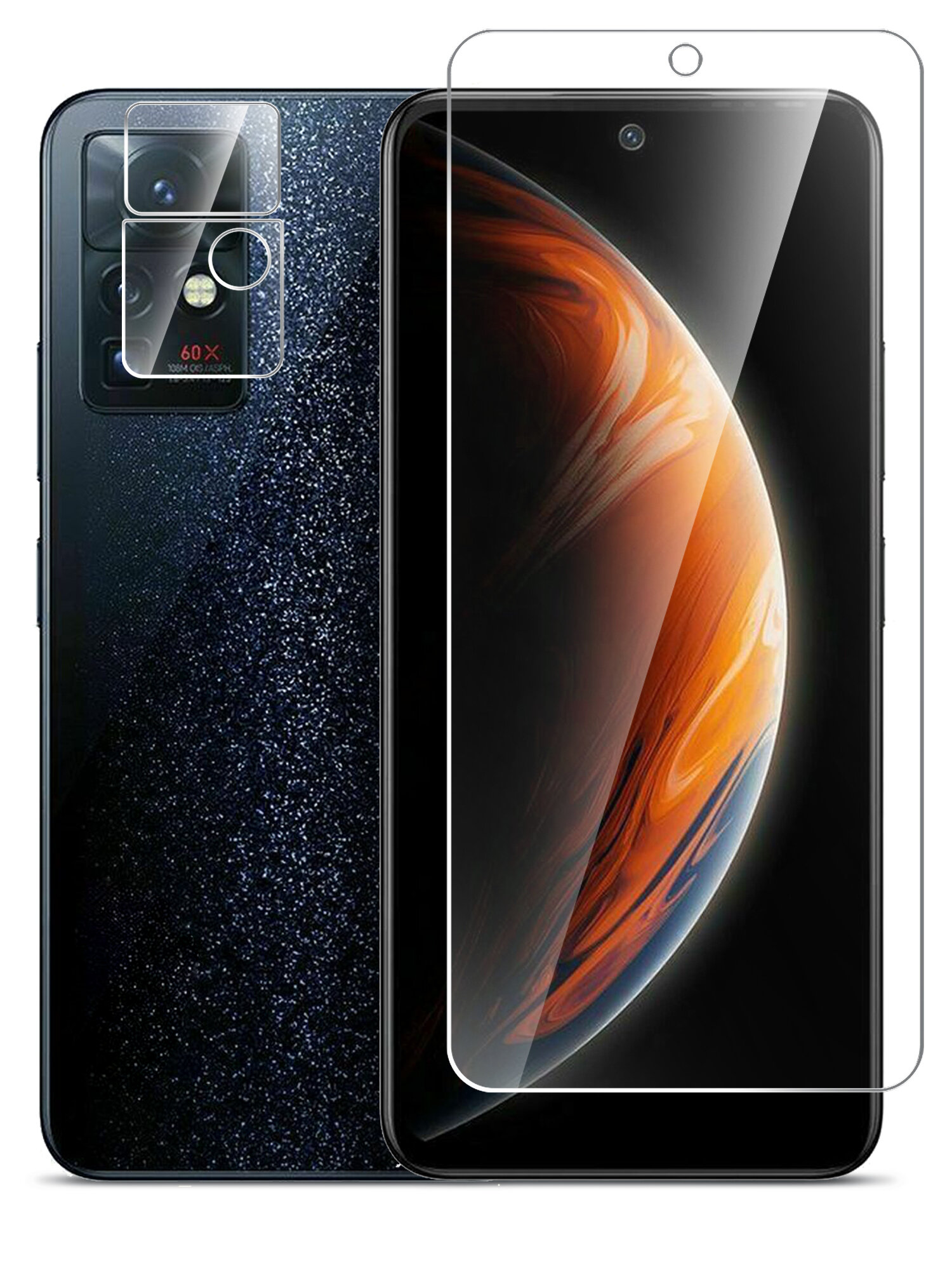 Защитное стекло на Infinix Zero X Pro (Инфиникс Икс Зеро Про) гибридное - пленка + стекловолокно на Экран и Камеру прозрачное силиконовая клеевая основа полноклеевое тонкое Hybrid Glass, Miuko