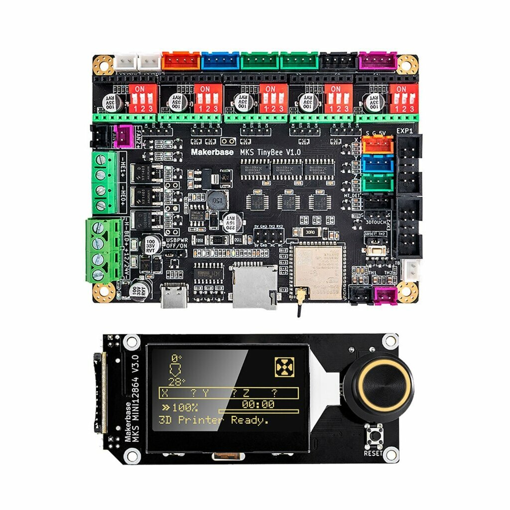 3D Printer 32bit Upgrade- Motherboard Kit MKS TinyBee V3 ESP32 Wifi Controller MINI 12864 2004 LCD V3 Display 8M Flash