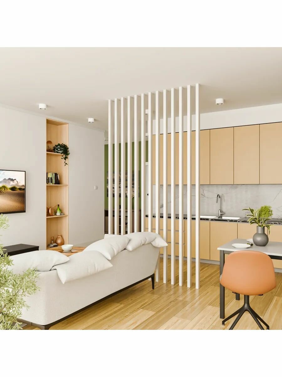 Перегородка из реек отдельностоящие 40х60 мм, ширина 1454 мм, белые