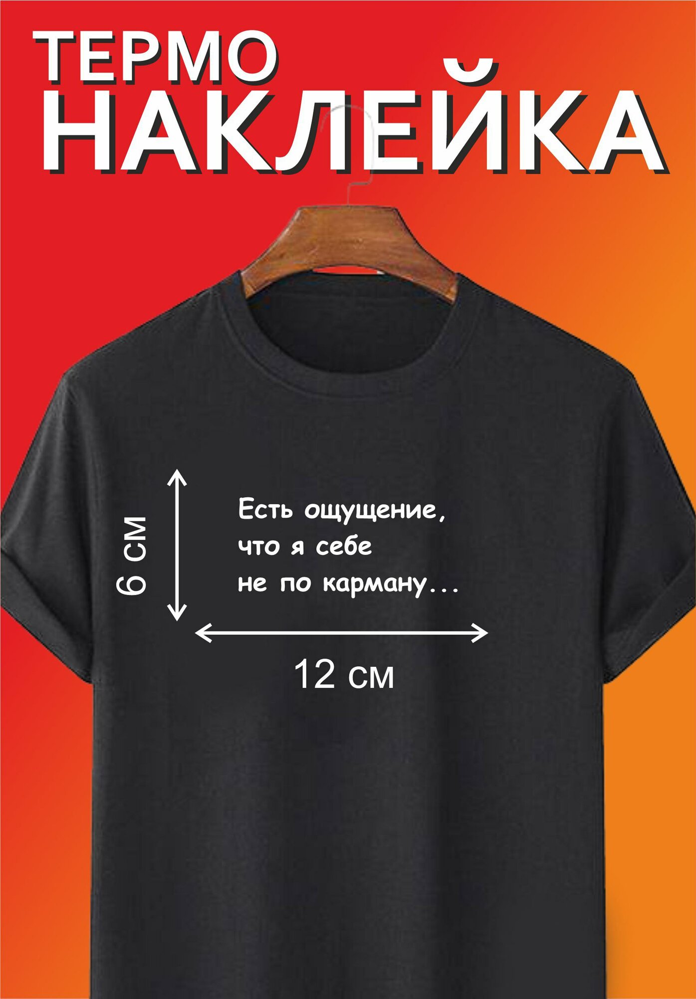 Термонаклейка на одежду / заплатка / надпись "Есть ощущение, что я себе не по карману."