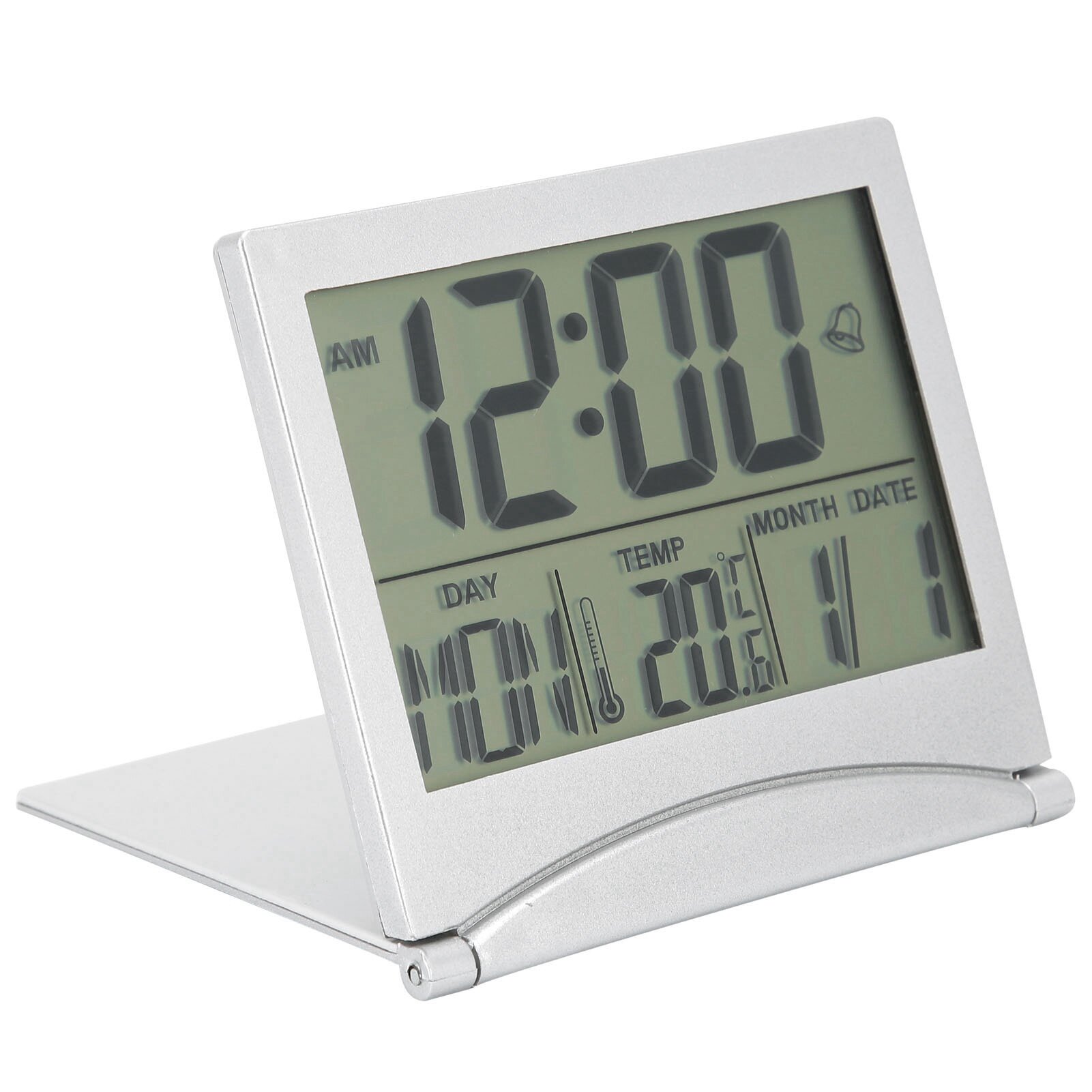 Electronic Compact Desk Alarm Clock Foldable Calendar Temperature Timer for Travel