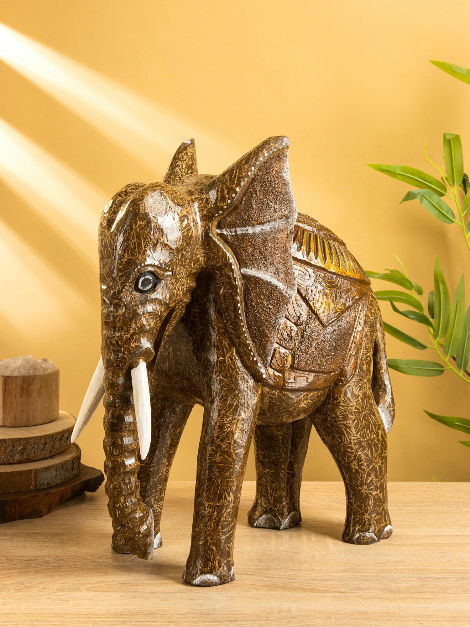 Сувенир "Слон", 33x17x40 см, дерево, коричневый, цвет: коричневый