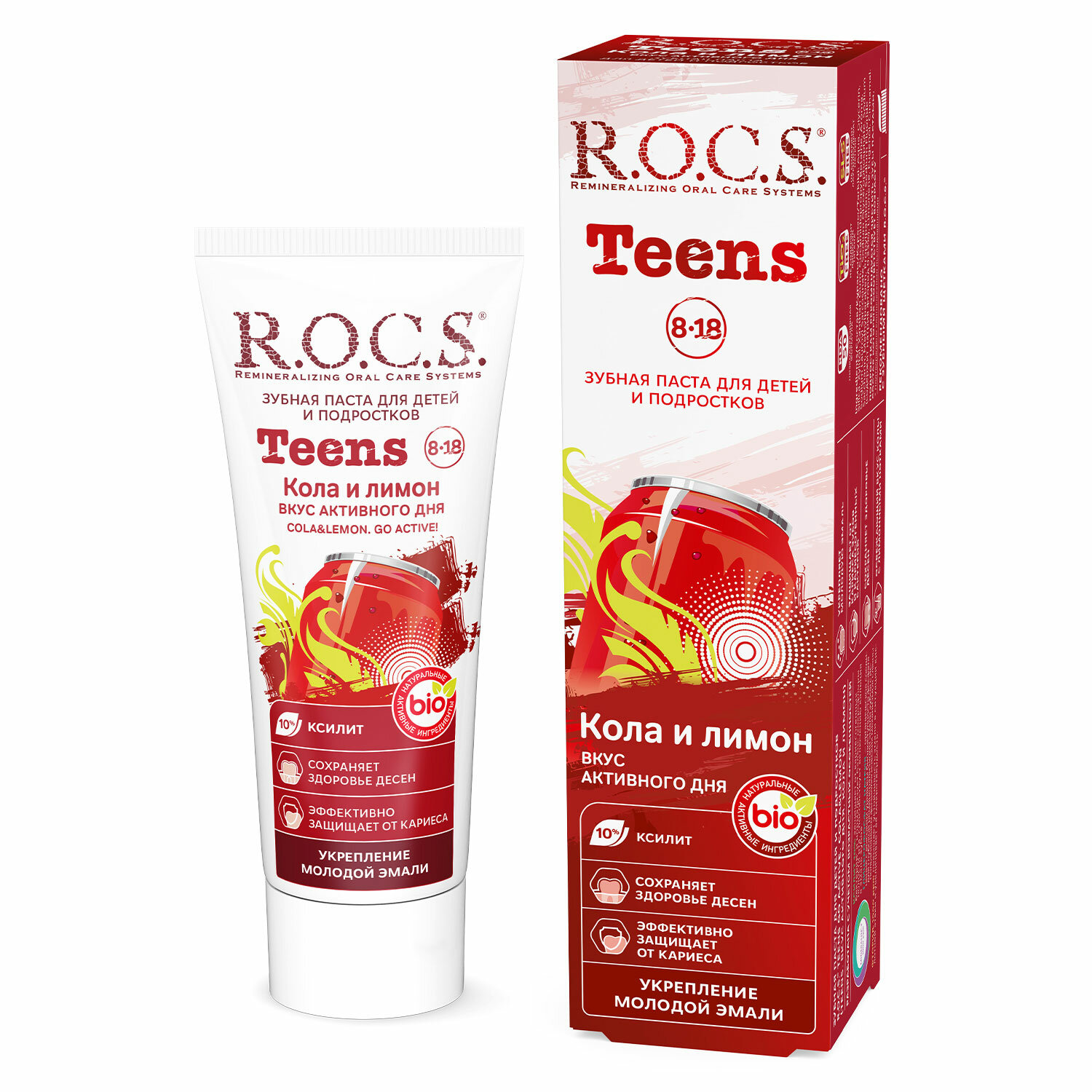 Зубная паста R.O.C.S "Teens", для детей 8-18 лет, вкус кола/лимон, укрепление эмали