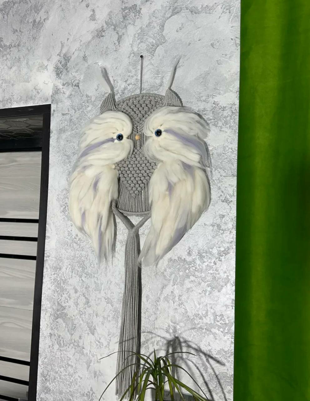 Панно Сова. Интерьерное панно лесные животные. Техника макраме