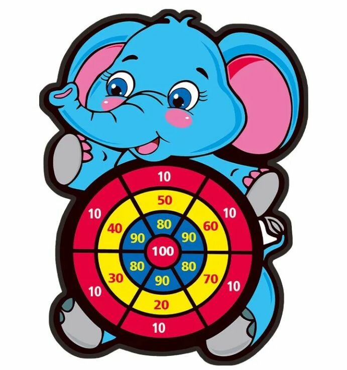 Игра детский дартс "Слоник малыш" мягкий с шариками на липучках подарок для мальчика и для девочки-Шесть мячей