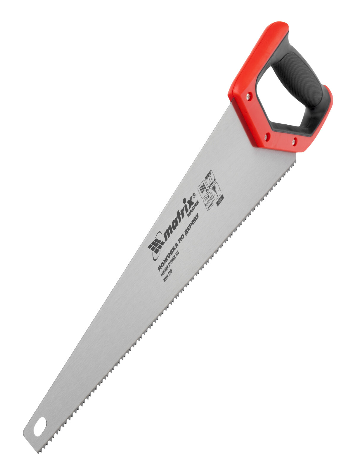 Ножовка по дереву Matrix 500 мм, зуб 2D, каленый крупный зуб 5-6 TPI, двухкомп. рук-ка 23560