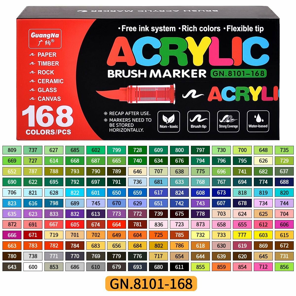 GuangNa Маркер Акриловый,168 цветов