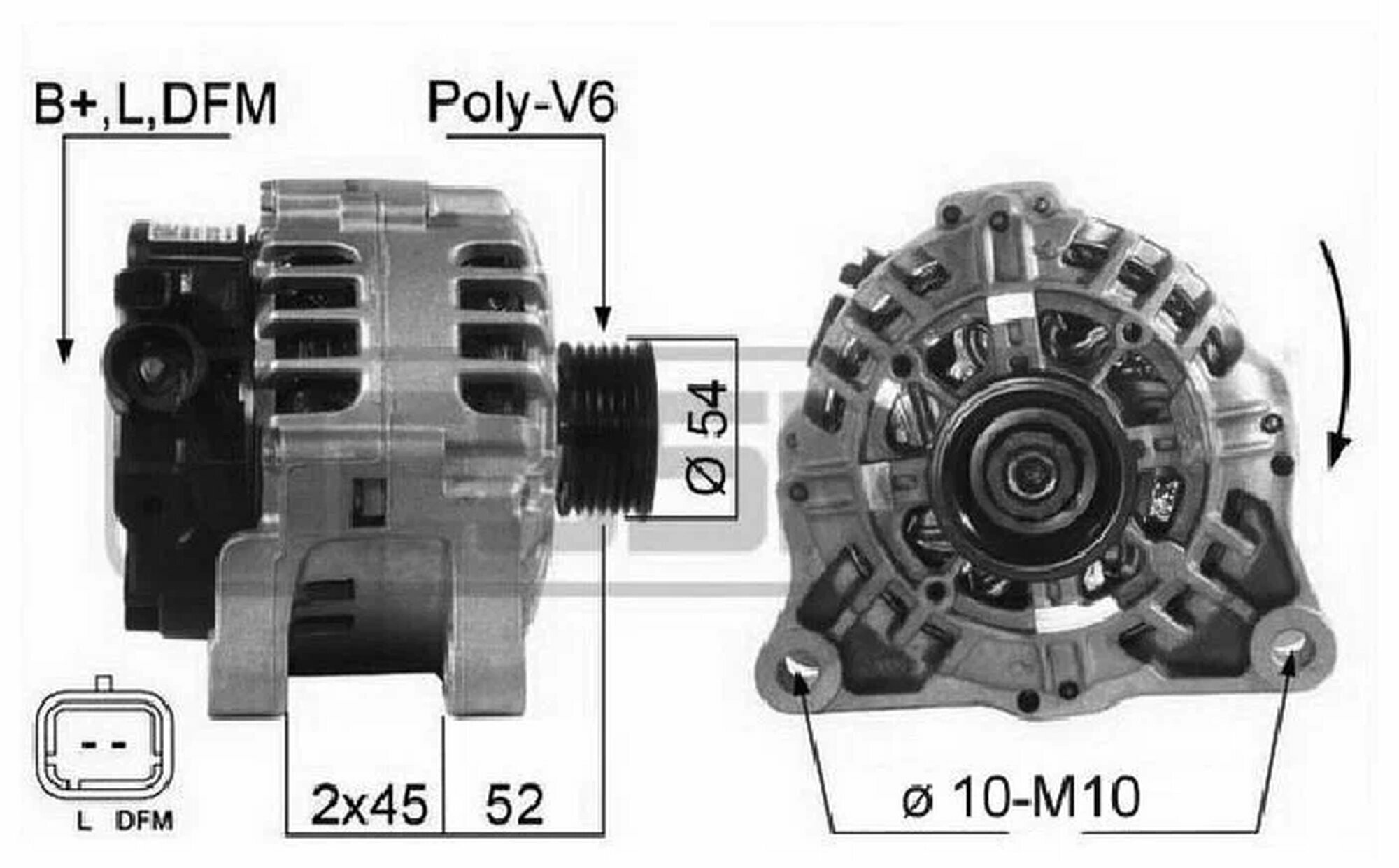 Генератор ERA 210347, для CITROEN, PEUGEOT, 14 В, 54 мм