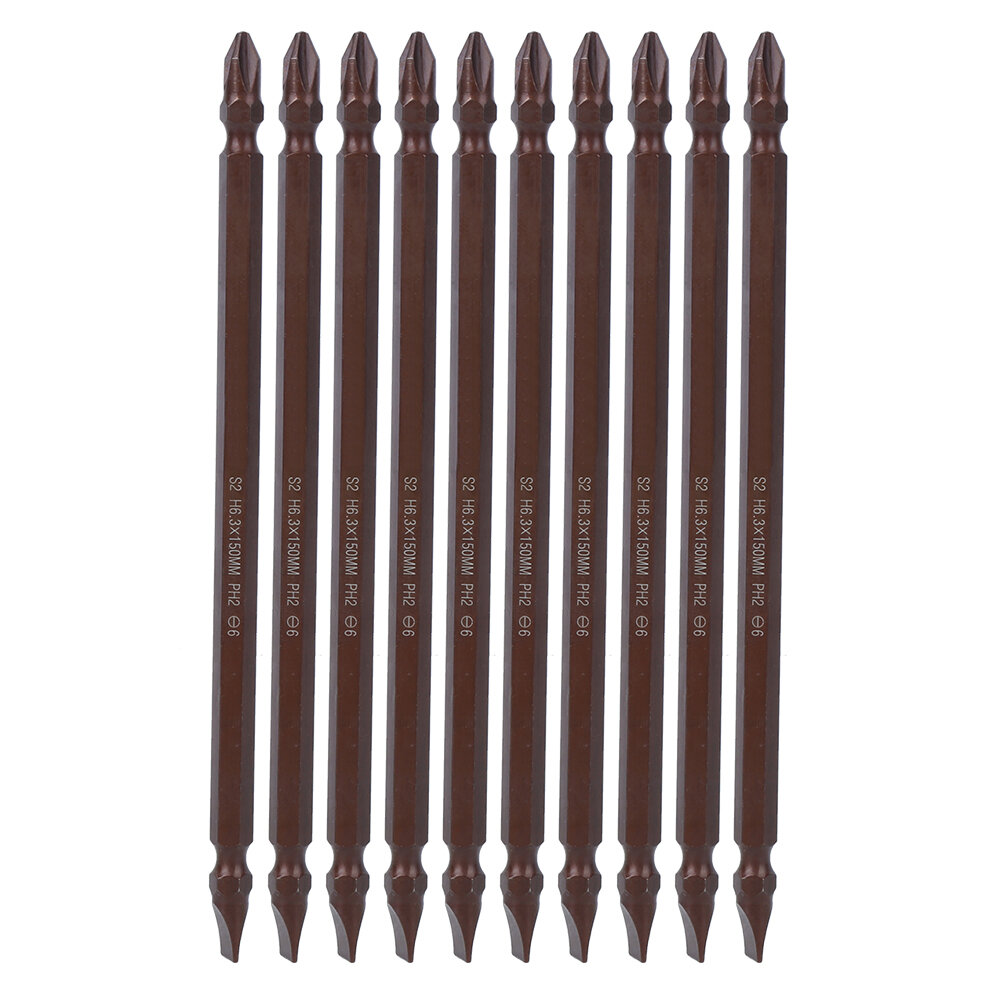 Набор 10 двухсторонних бит H6.3, магнитные, 150 мм, PH2/SL6