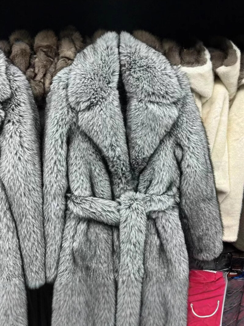 Зимнее женское пальто из искусственного меха, теплое плюшевое пальто плотностью 1200 г