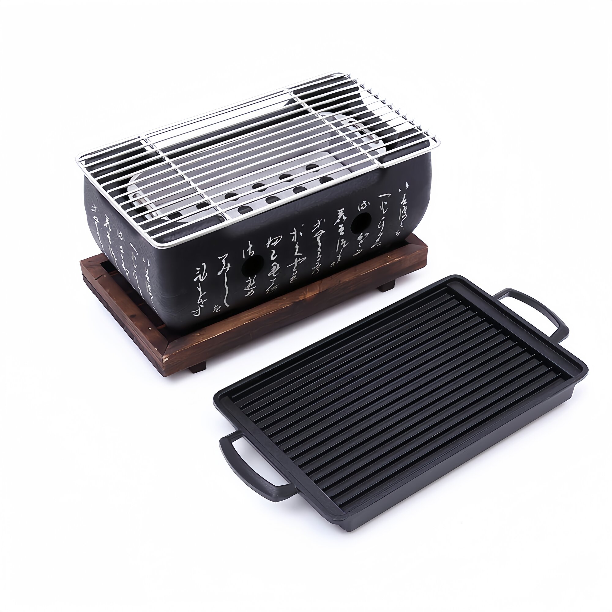 Портативный гриль-барбекю, керамика, настольный, переносной, 24.5 x 13.5 х 13см