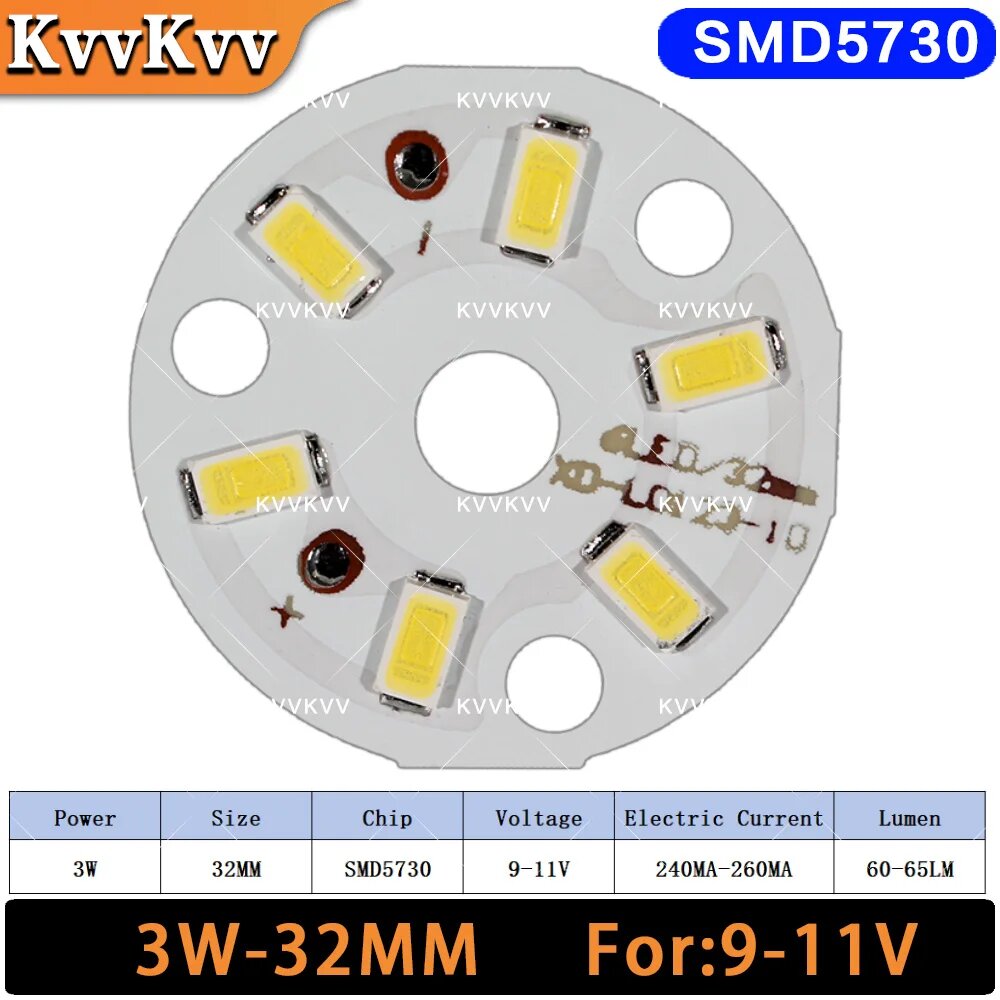 Светодиодная панель SMD5730 3W 32мм 9-11V 60-65LM