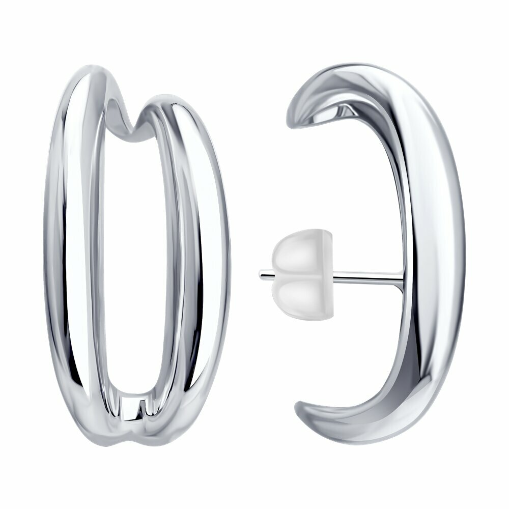 Серьги, серебро, 925 проба, родирование