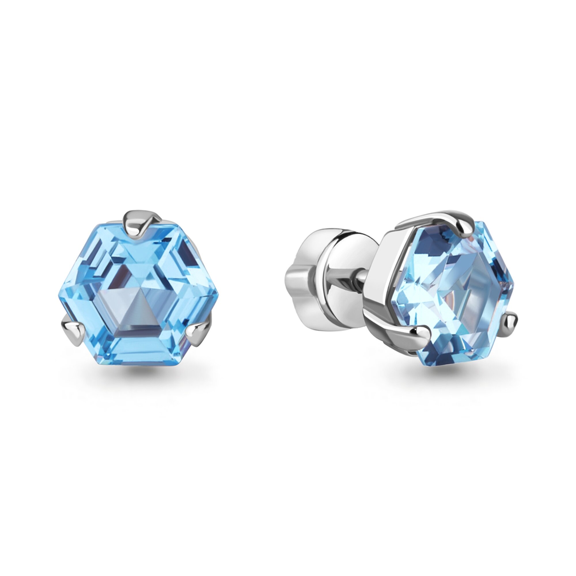 Серьги, серебро, 925 проба, родирование, топаз