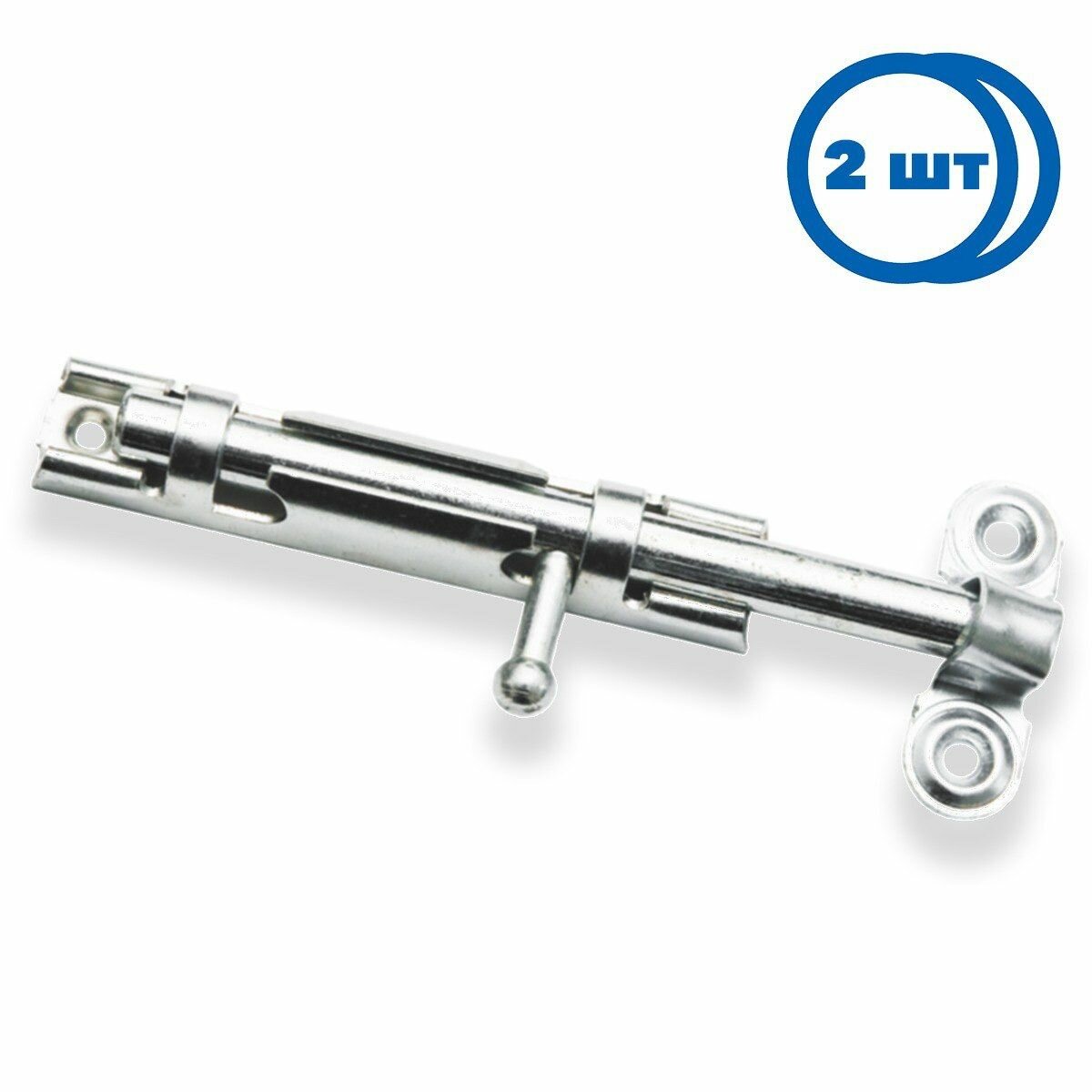 Задвижка накладная ЗТ-3 (2 штуки), цинк, серебристого цвета,