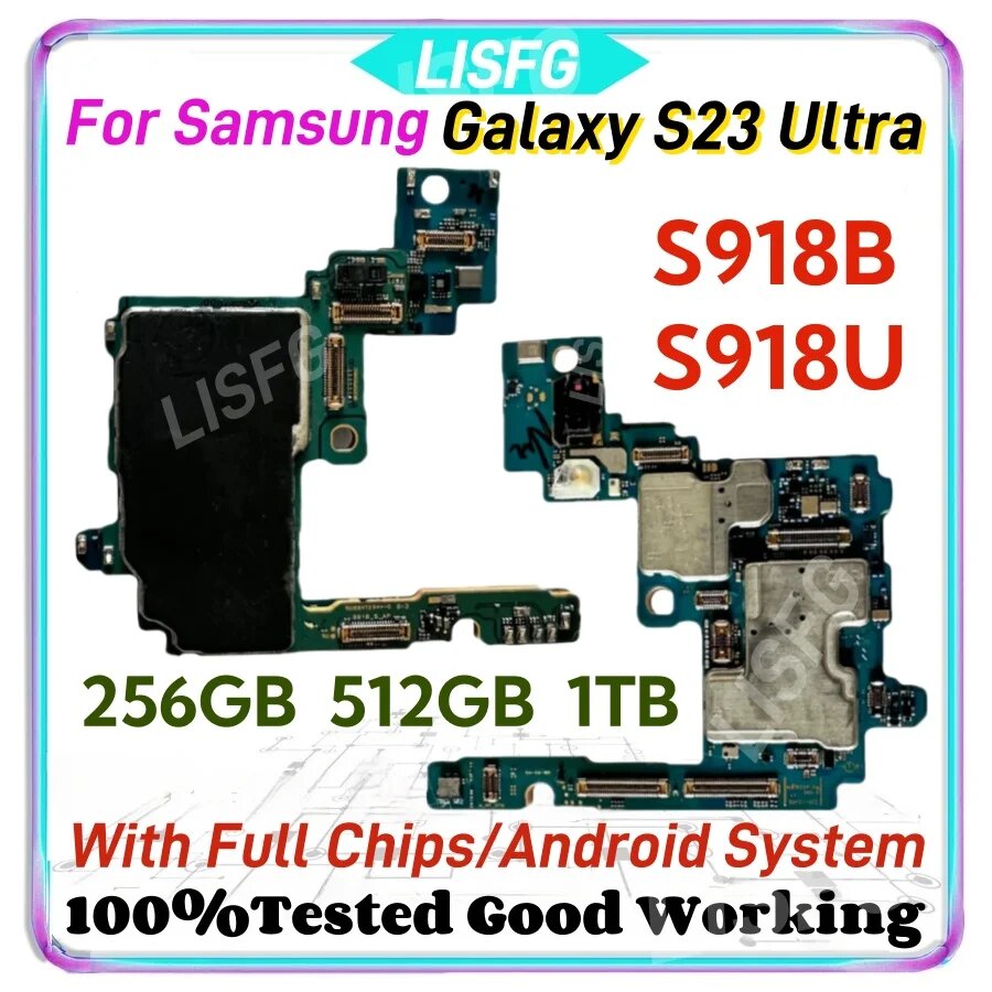 Материнская плата Full Chips Android OS для Samsung Galaxy S23 Ultra S918B S918U, S23U-S918B 256GB