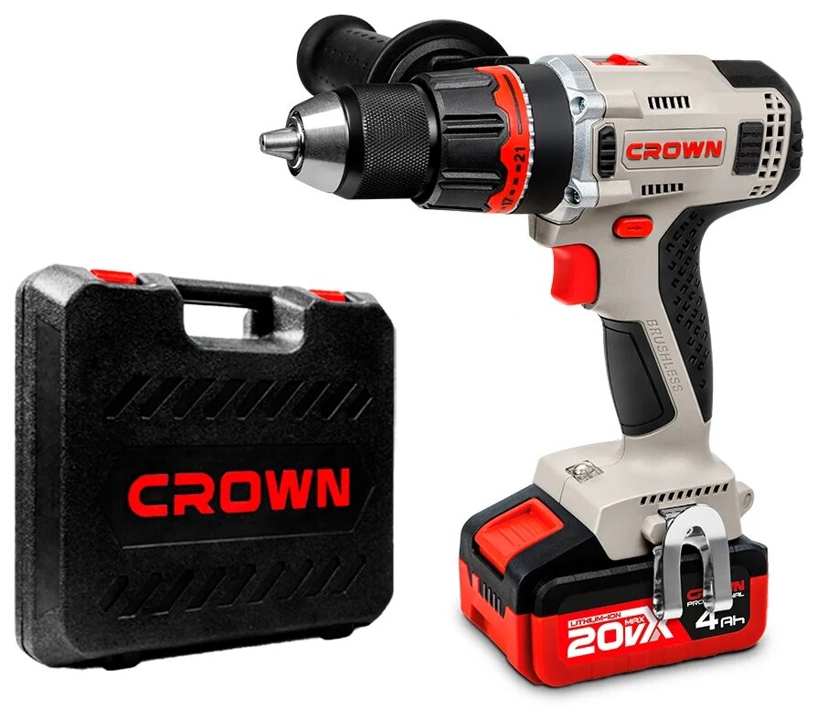 Аккумуляторный шуруповёрт 75Нм Crown CT21090HMX-4 BMC