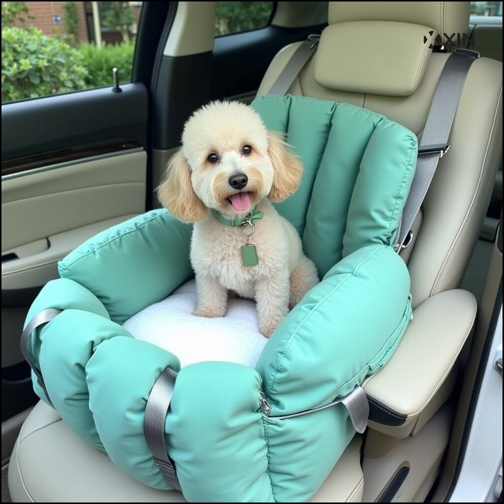 Автокресло для собак и кошек 46х57х43см, зеленое, сумка переноска для животных до 7 кг