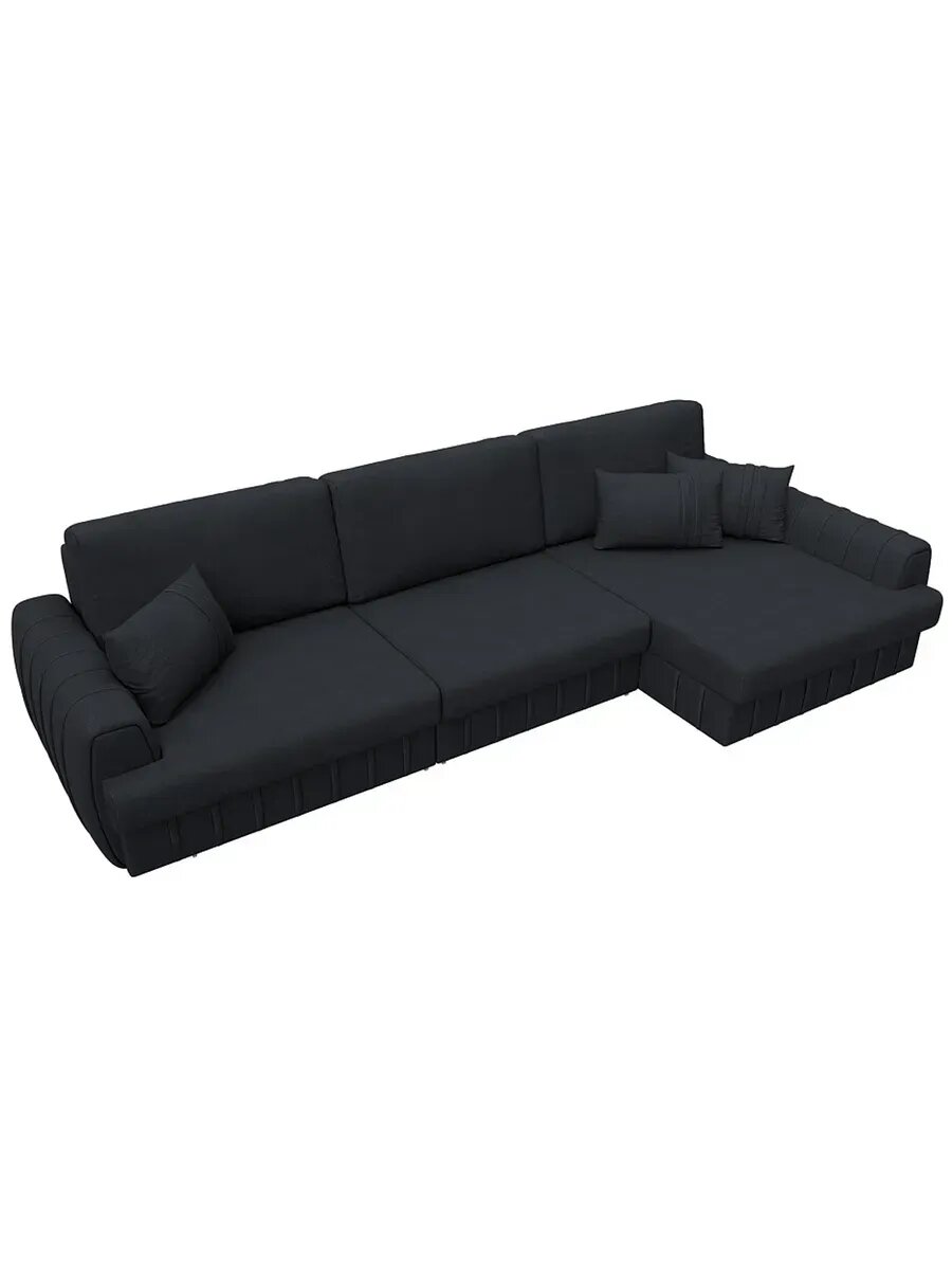 Большой угловой диван Монако, 337x93x163 см, спальное место 143х292 см, пружинный матрас, ящик для белья, угол справа, замша