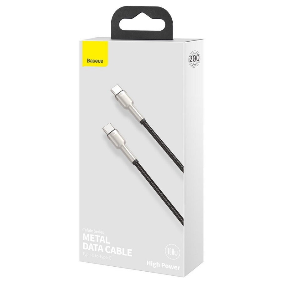 Кабель Baseus Cafule Series Metal Data Cable Type-C to Type-C 100W 2m Black (CATJK-D01)