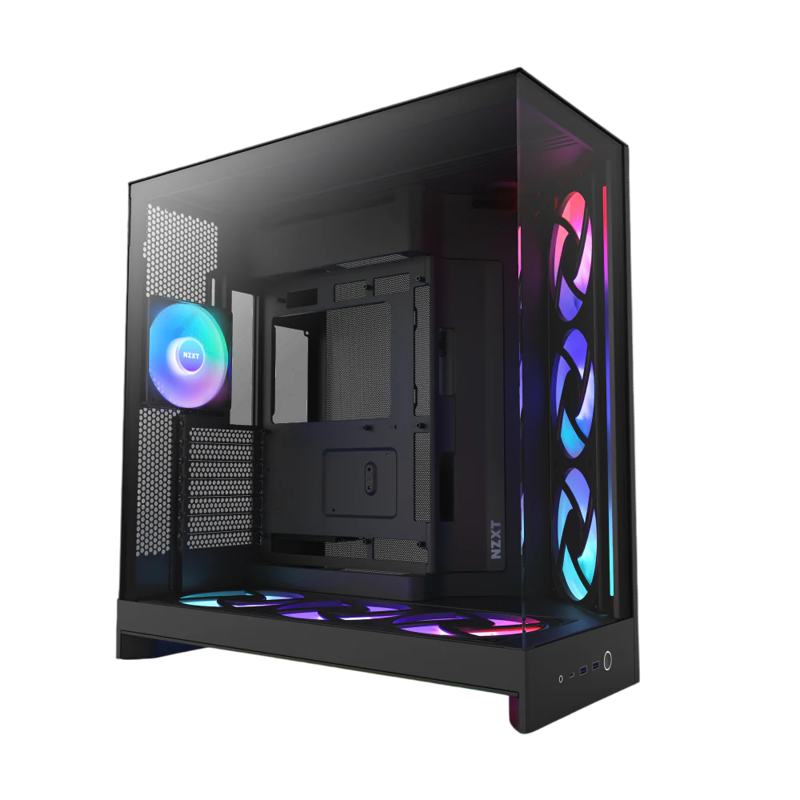 Корпус без блока Case NZXT H9 Flow RGB+ (2025), Midi-Tower, TG, 6x140mm RGB + 1x120mm RGB, 2xUSB-A 3.2 + 1xUSB-C 3.2, E-ATX, ATX, mATX, mITX Black