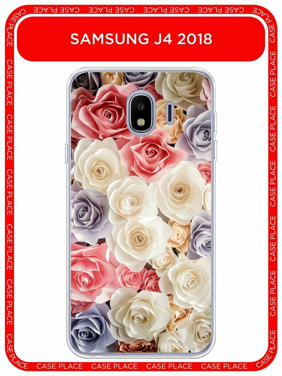 Чехол на Samsung Galaxy J4 / Самсунг Галакси Джей 4 с принтом "Пастельные розы"