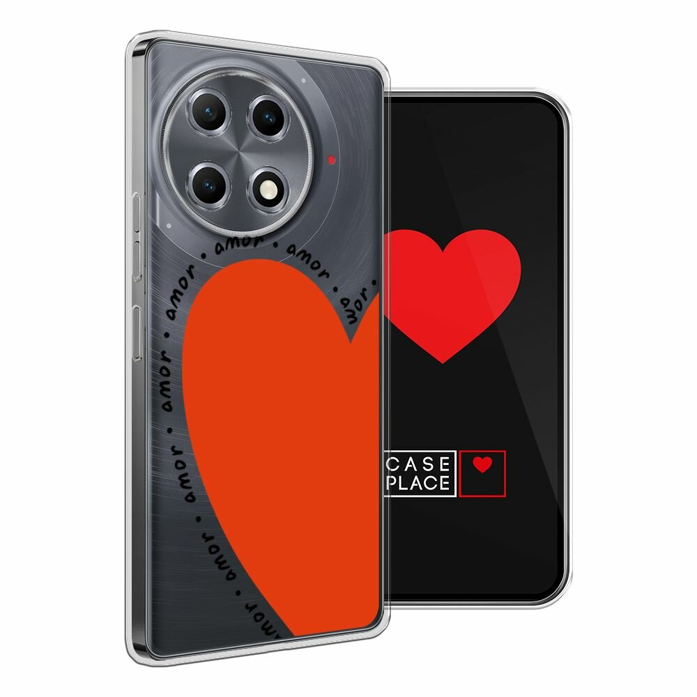 Чехол на Tecno Camon 30S / Текно Камон 30S с принтом "amor heart 2 - 14 февраля", прозрачный — фото 1