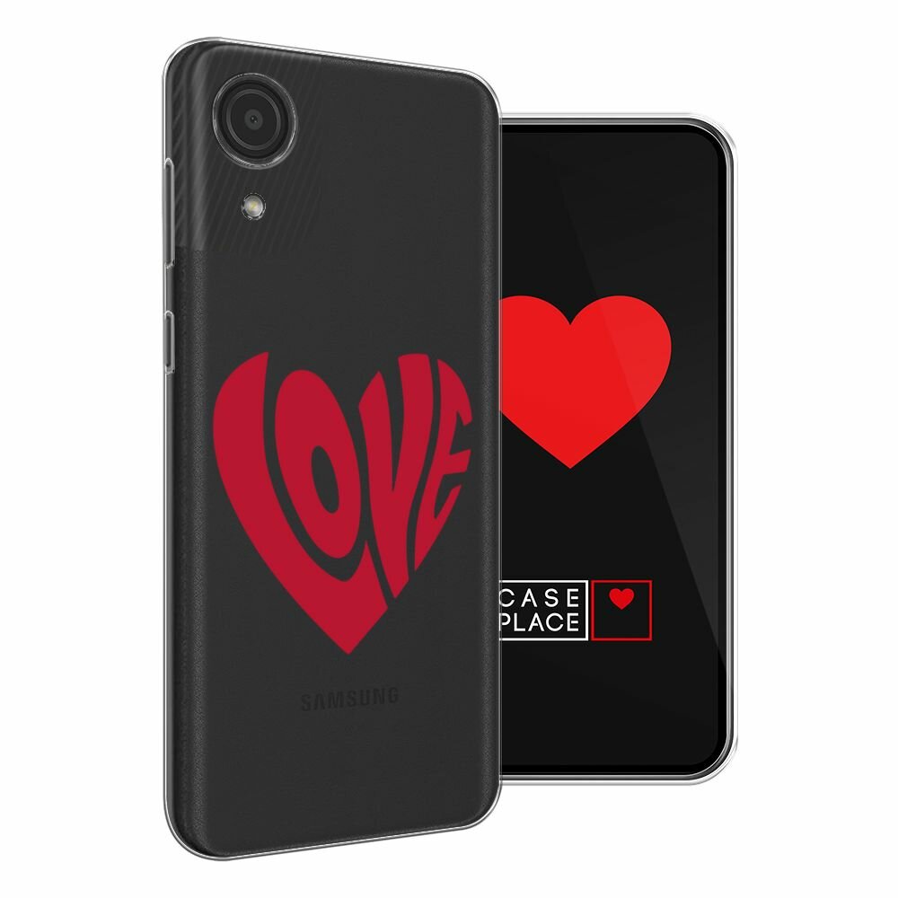 Чехол на Samsung Galaxy A03 Core / Самсунг Галакси А03 Core с принтом "Love heart 2 - 14 февраля", прозрачный — фото 1
