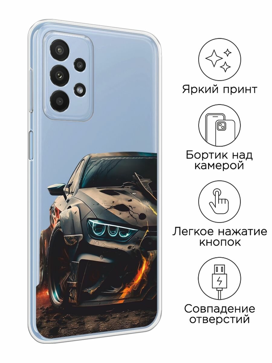 Чехол на Samsung Galaxy A23 / Самсунг Галакси А23 с принтом "На износ", прозрачный — фото 1