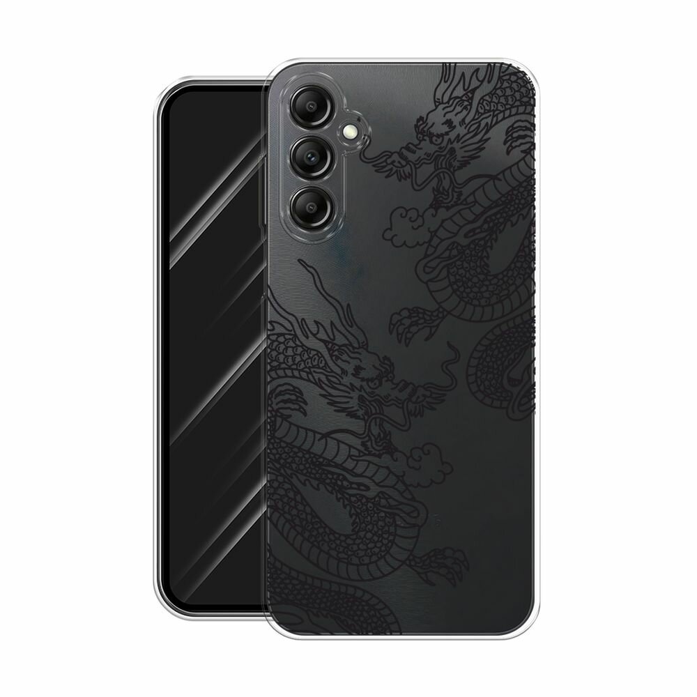 Чехол на Samsung Galaxy A15 / Самсунг А15 с принтом "Два китайских дракона", прозрачный — фото 1