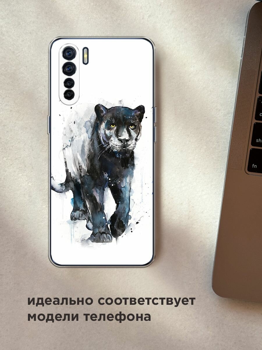 Чехол на Oppo A91/Reno 3 / Оппо A91/Рено 3 с принтом "Пантера арт 3" — фото 1