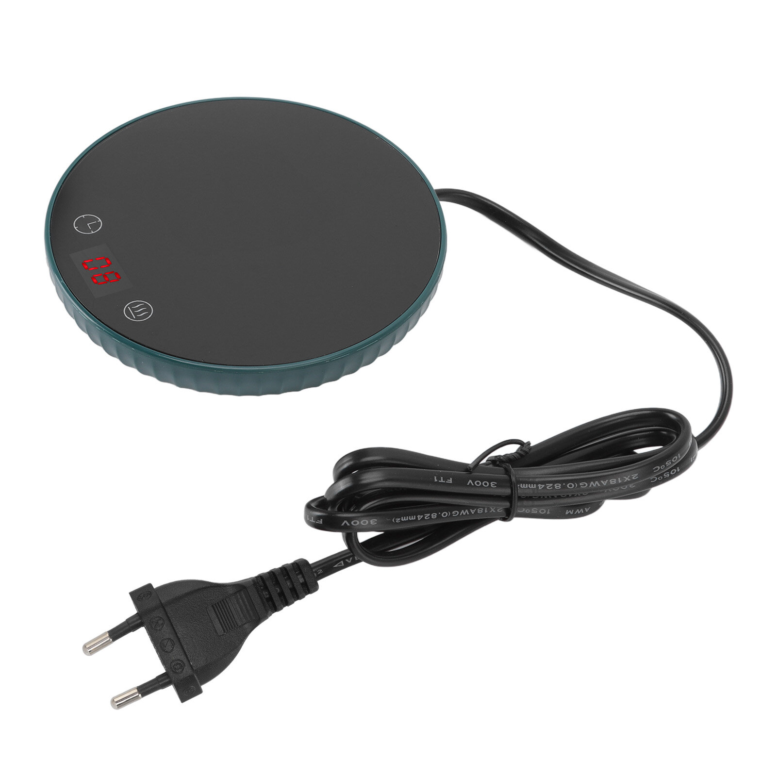 Подогреватель чашек, постоянная температура, 55 °C, цифровой дисплей, сенсорная кнопка, подогрев, подогреватель кофе для стола, чашка из нержавеющей стали, зеленая вилка европейского стандарта