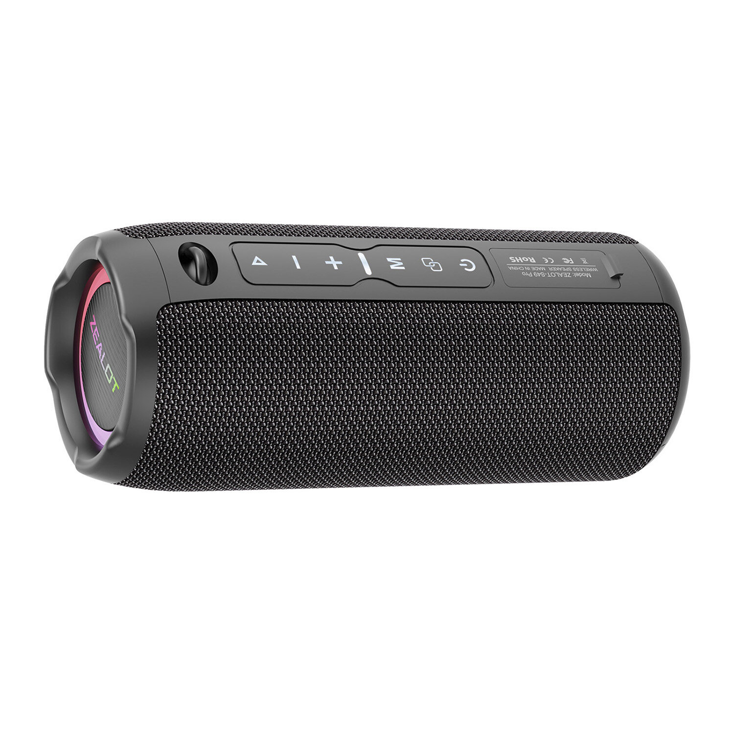 ZEALOT S49PRO портативный беспроводной колонка с технологией BT 5.2 IPX6 водонепроницаемая HiFi звук AUX FM TF карта RGB освещение Black Blue Camouflage Grey ABS 10m 57mm*2 20HZ-20KHZ 3.7V 3600mAh DC 5V 20W <1% 86*86*204mm 780g 1шт колонка 1шт инструкция